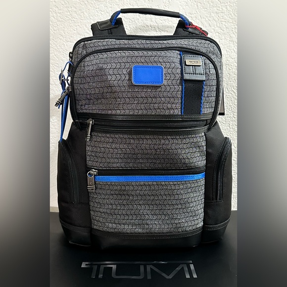 Tumi | Bags | Nwt Tumi Parrish Backpack Charcoal With Chevron Blue Trim ...